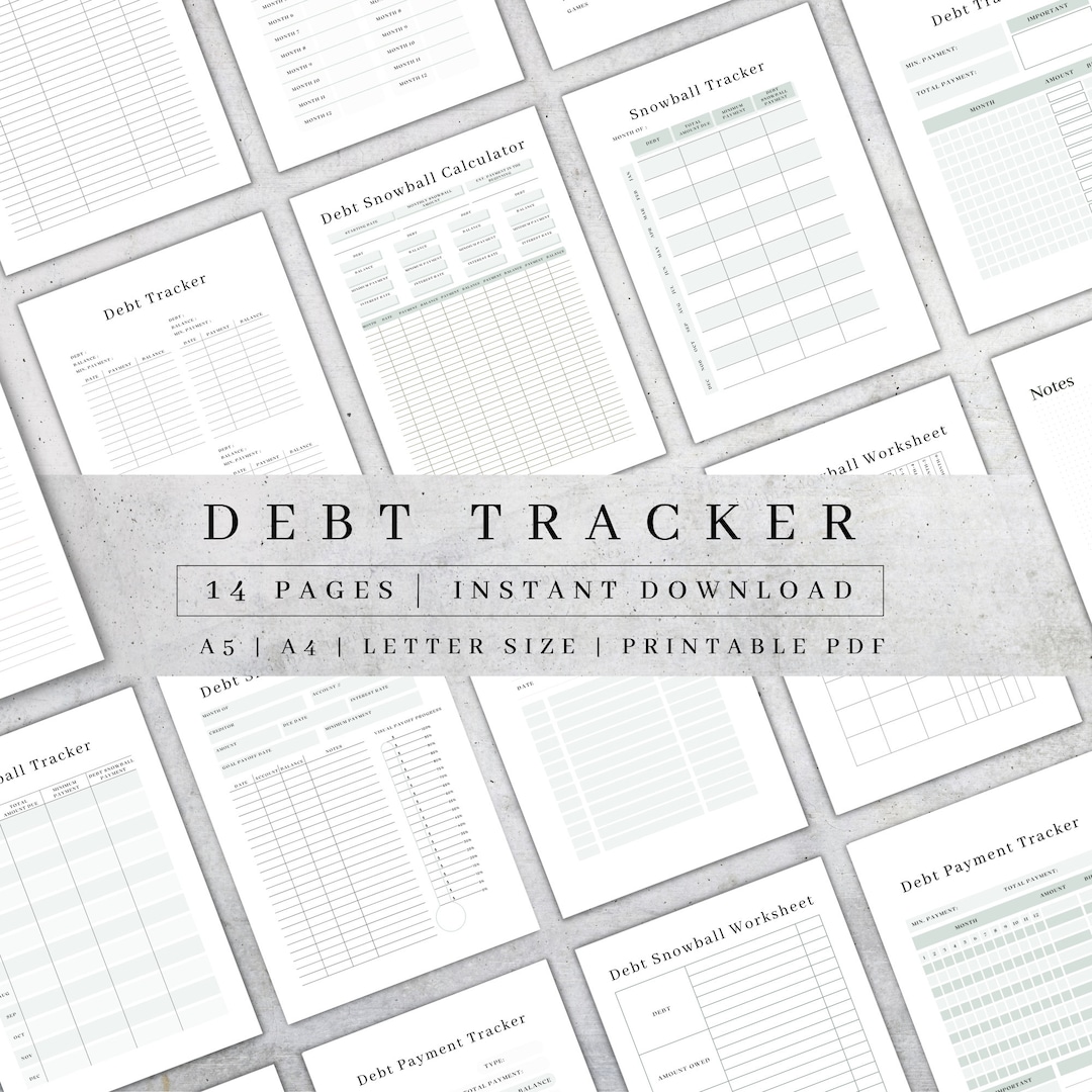 Debt Tracker Printable| Debt Payment Tracker| Debt Snowball| Debt ...