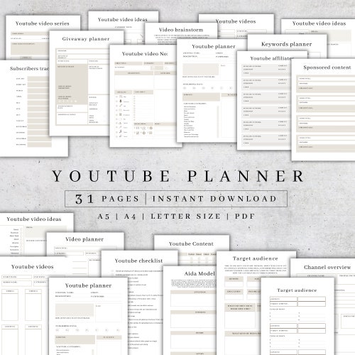 Digital Youtube Planner Social Media Content Creator - Etsy