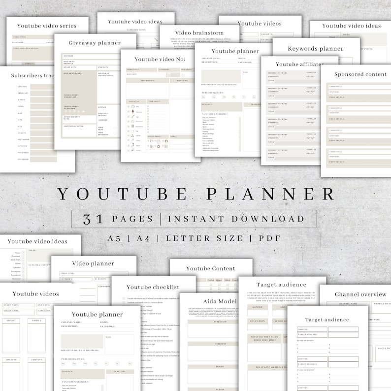 Youtube Content Strategy Planner Social Media Planner - Etsy