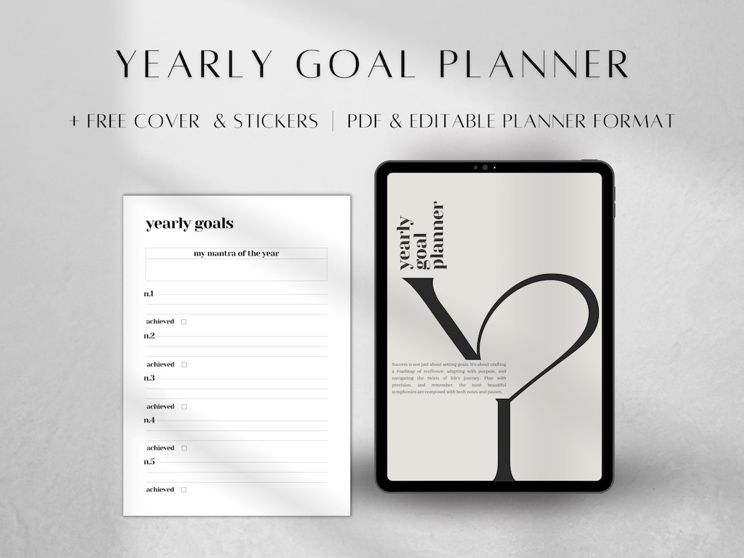 Printable Yearly Goal Planner | 12-month Planning Template | Editable ...