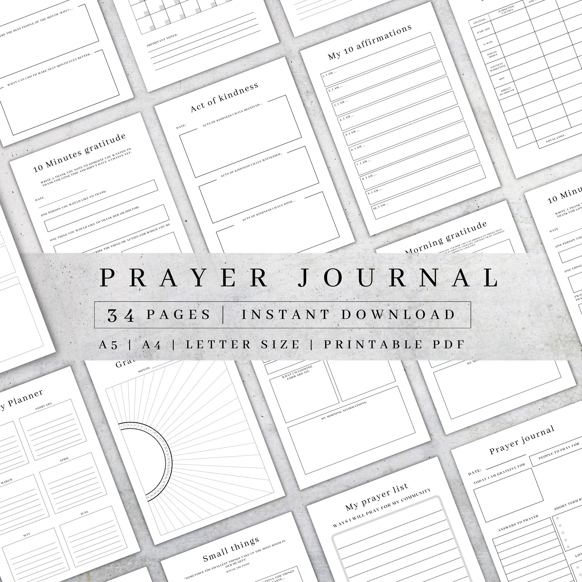 Printable Prayer Planner | Digital Bible Study Guide | Daily Gratitude ...