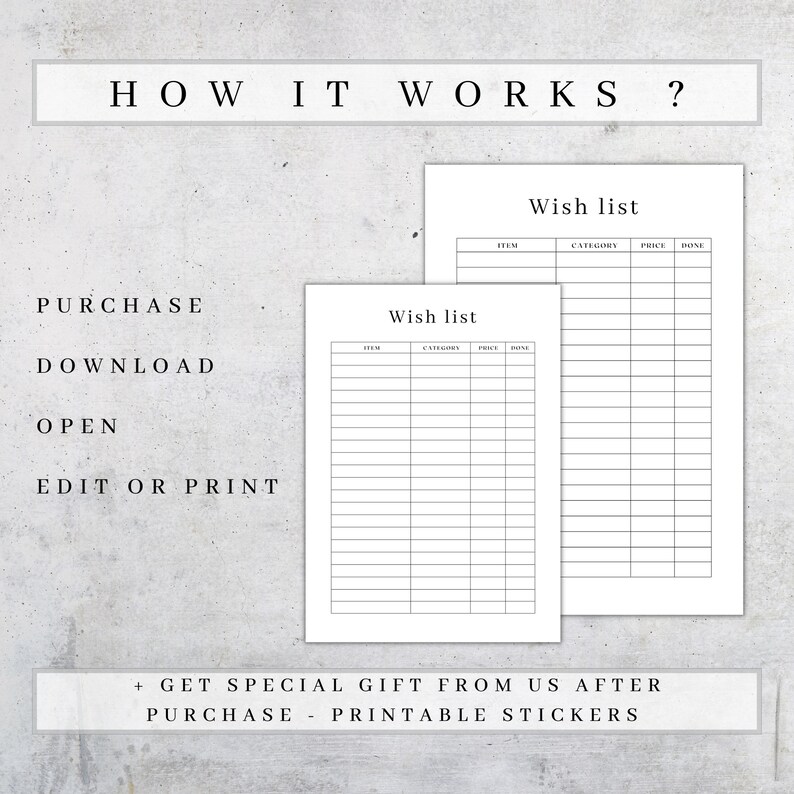 Printable Wish List Sheet | Manifestation Journal Page | Dream ...