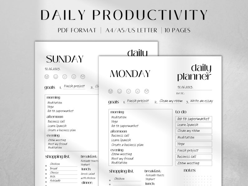 Daily Productivity Planner Printable Pdf Pages 2024 Daily - Etsy
