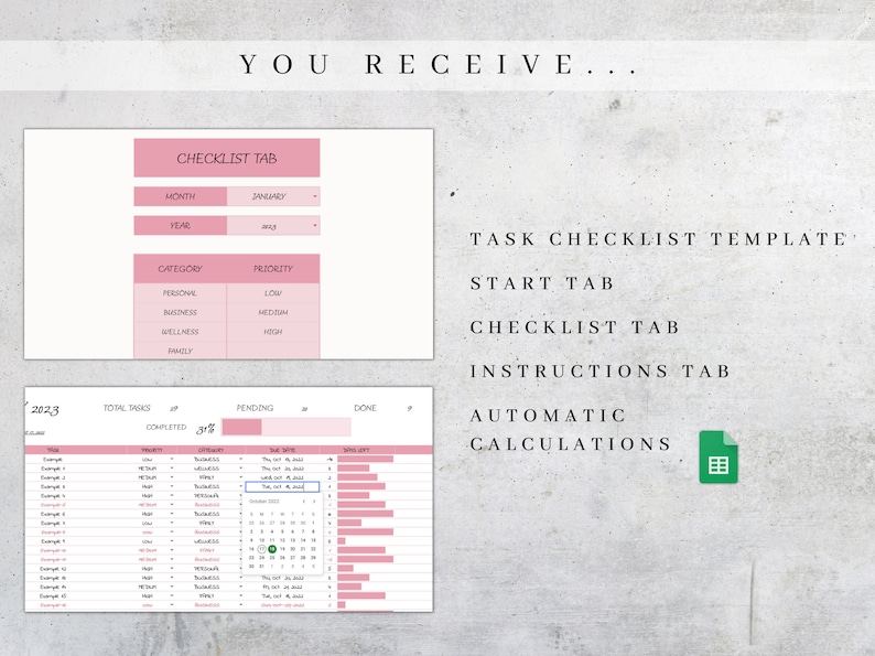 Digital Task List Planner | Google Sheets Checklist | to Do List ...