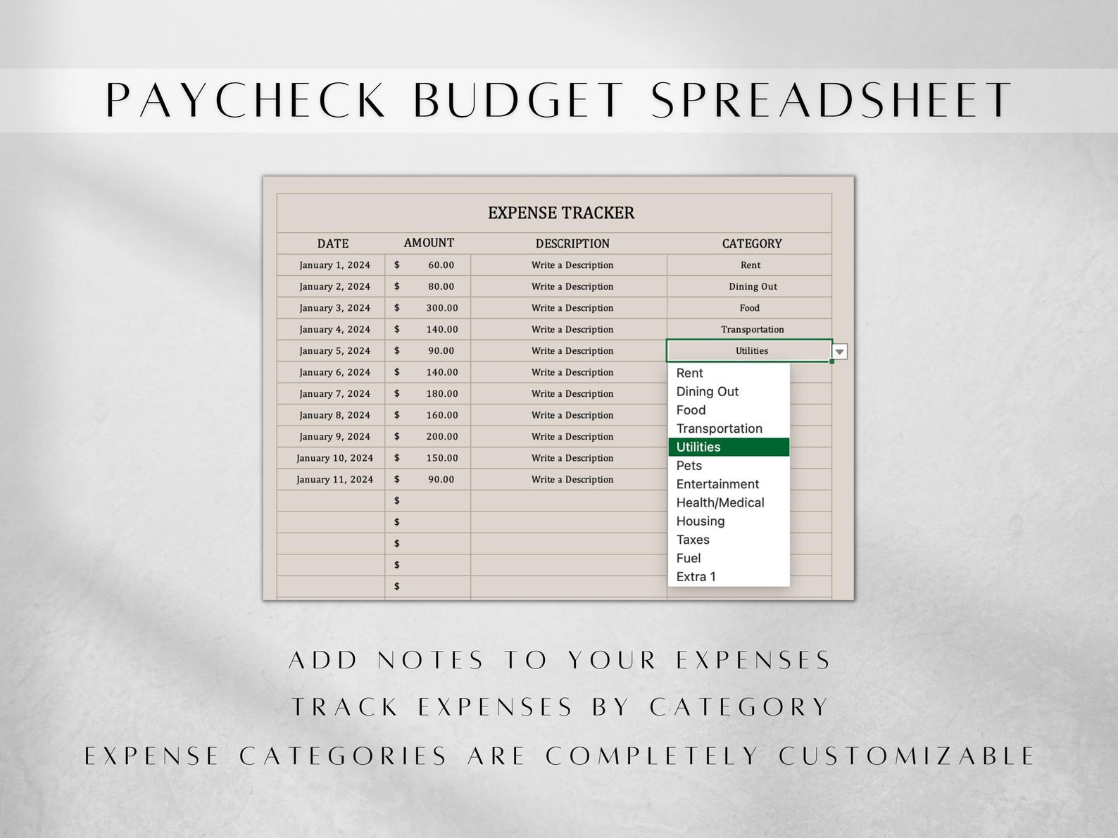 Paycheck Budget Excel Spreadsheet | Monthly Budget Template | Budget by ...