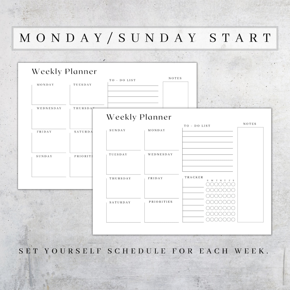 Printable Weekly Planner Landscape Pdf Minimalist Weekly - Etsy