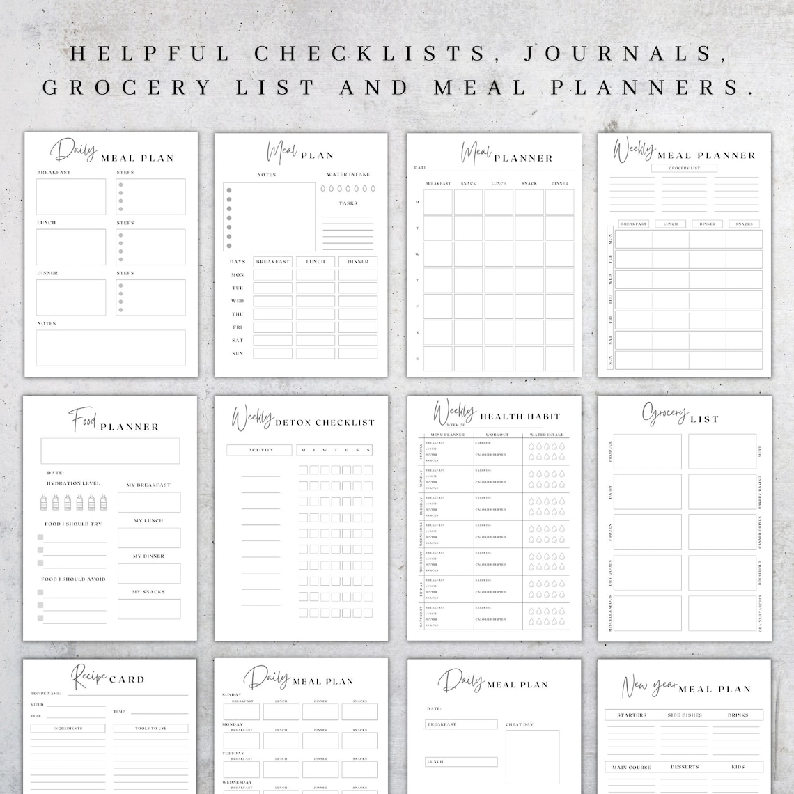 Printable Meal Planner Grocery List Pdf DIY Recipe Book - Etsy