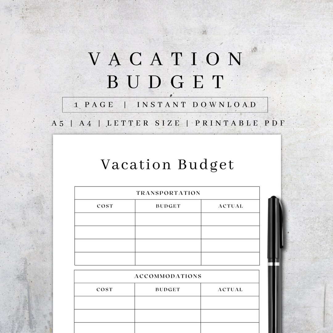 Vacation Budget Planner 2024 Printable Travel Finance Tracker Digital ...