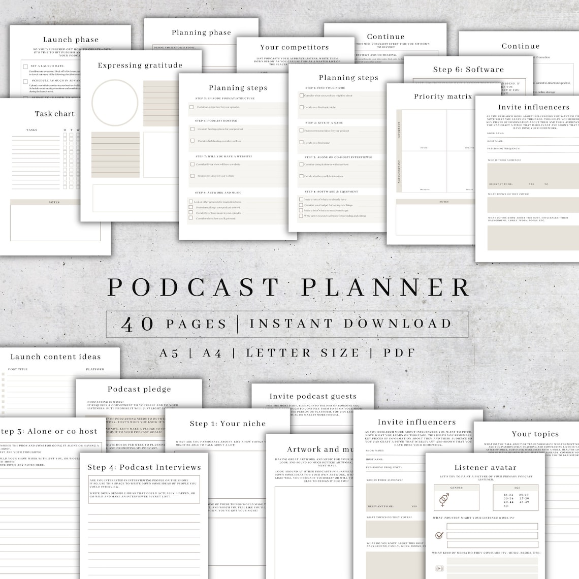 Podcast Planner Digital Printable Podcast Content Planner - Etsy