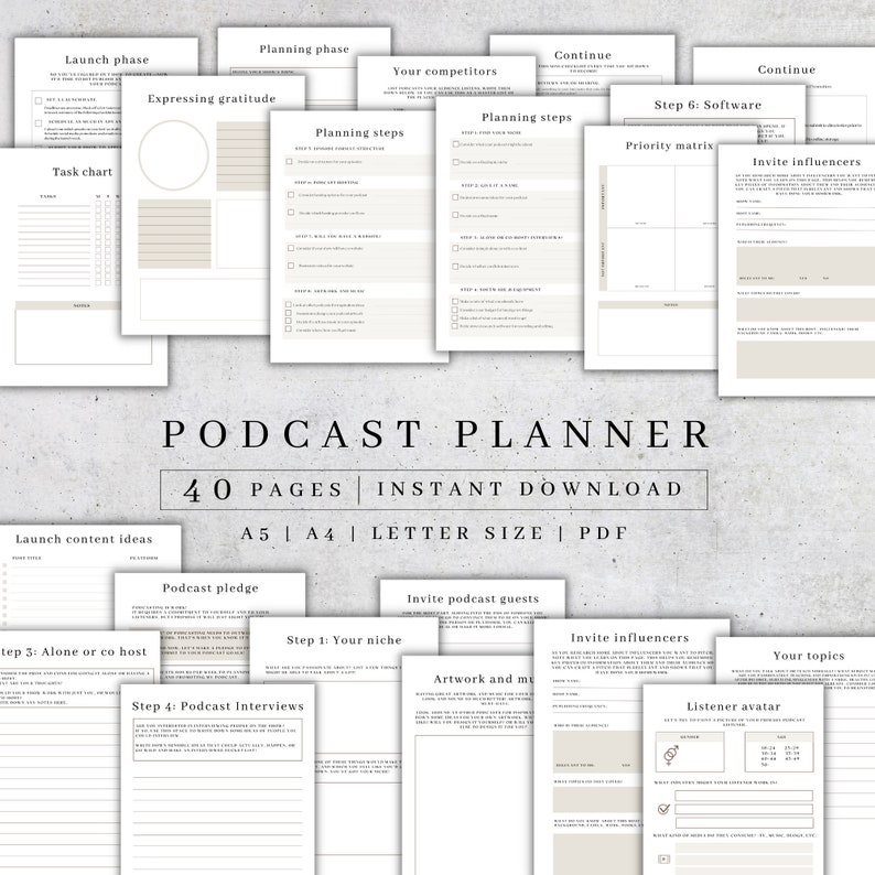 Podcast Planner Digital | Printable Podcast Content Planner | Podcast ...