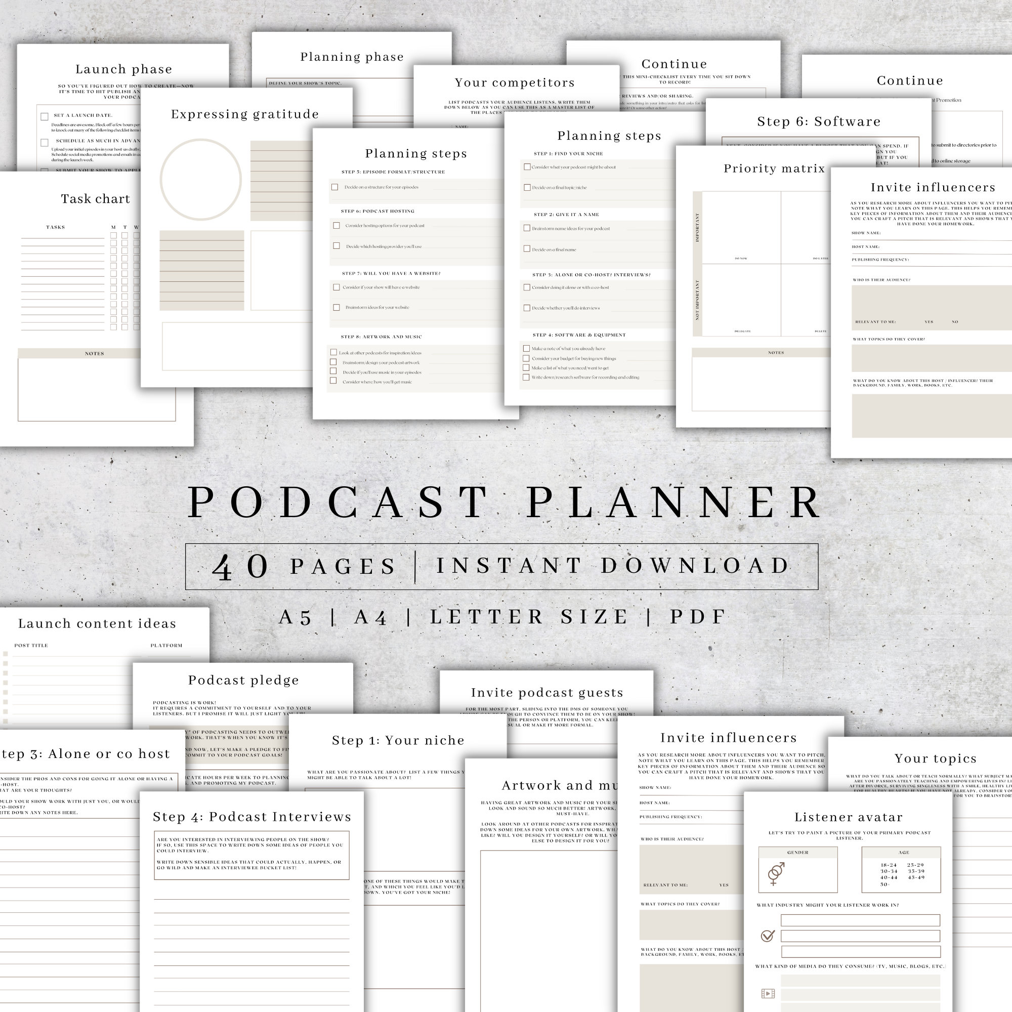 Podcast Planner Digital Printable Podcast Content Planner - Etsy