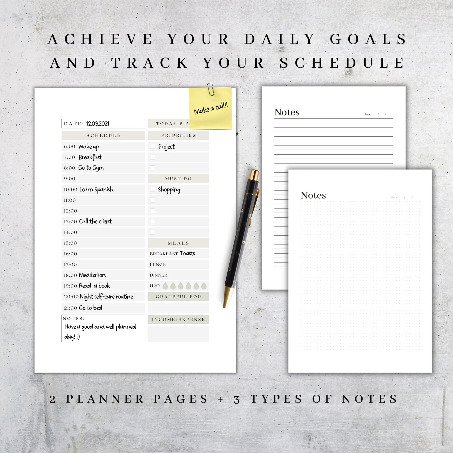 Hourly Daily Planner Printable Daily Work to Do List Personal ...