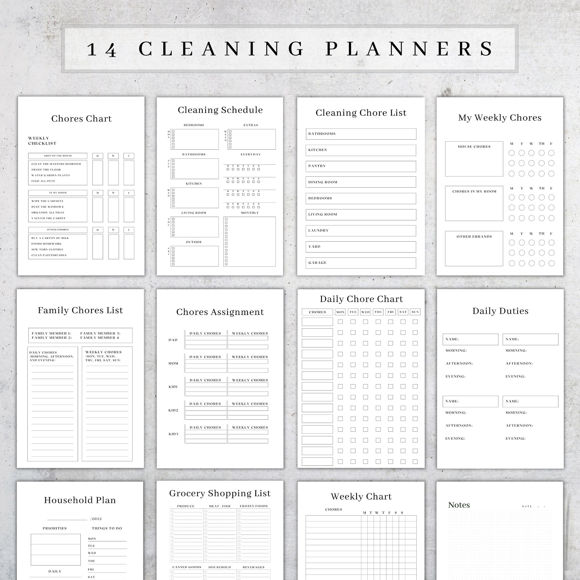 Household Planner Printable | Cleaning Planner Bundle | Monthly ...