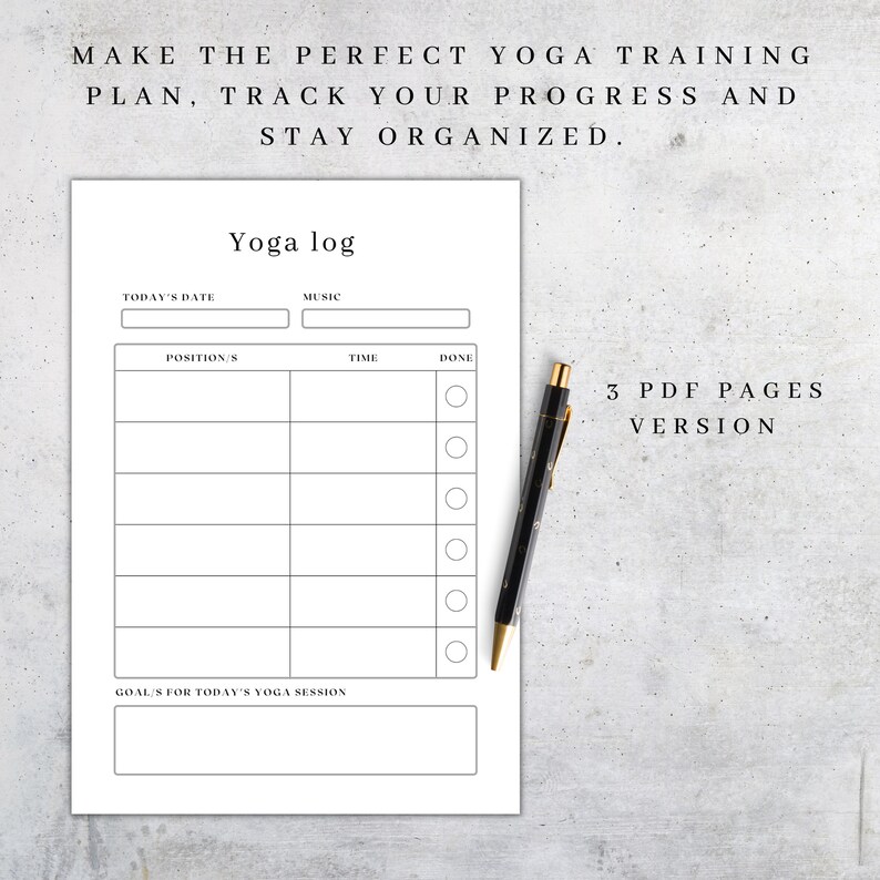 Yoga Journal Printable | Digital Fitness Planner Pages | Yoga Routine ...