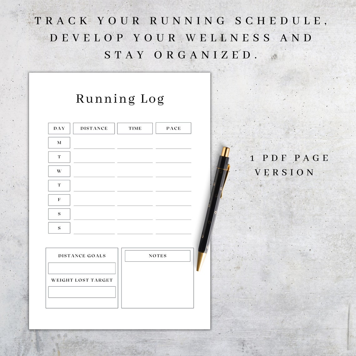 Printable Running Log Sheet Digital Fitness Journal Pages - Etsy