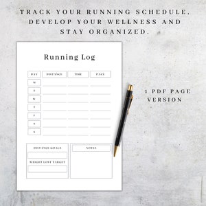 Printable Running Log Sheet | Digital Fitness Journal Pages | Weight ...