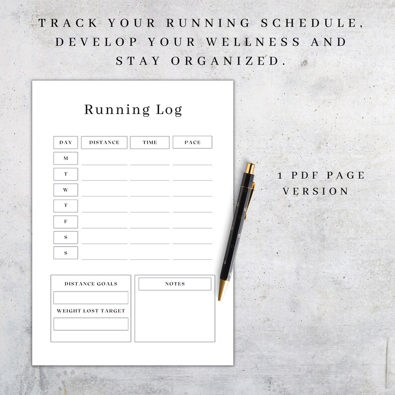 Printable Running Log Sheet Digital Fitness Journal Pages - Etsy