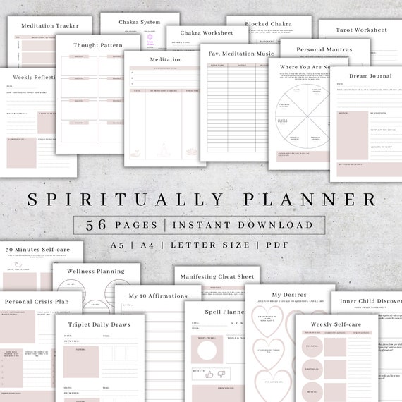 Spirituality Journal Manifestation Planner Digital Tarot - Etsy