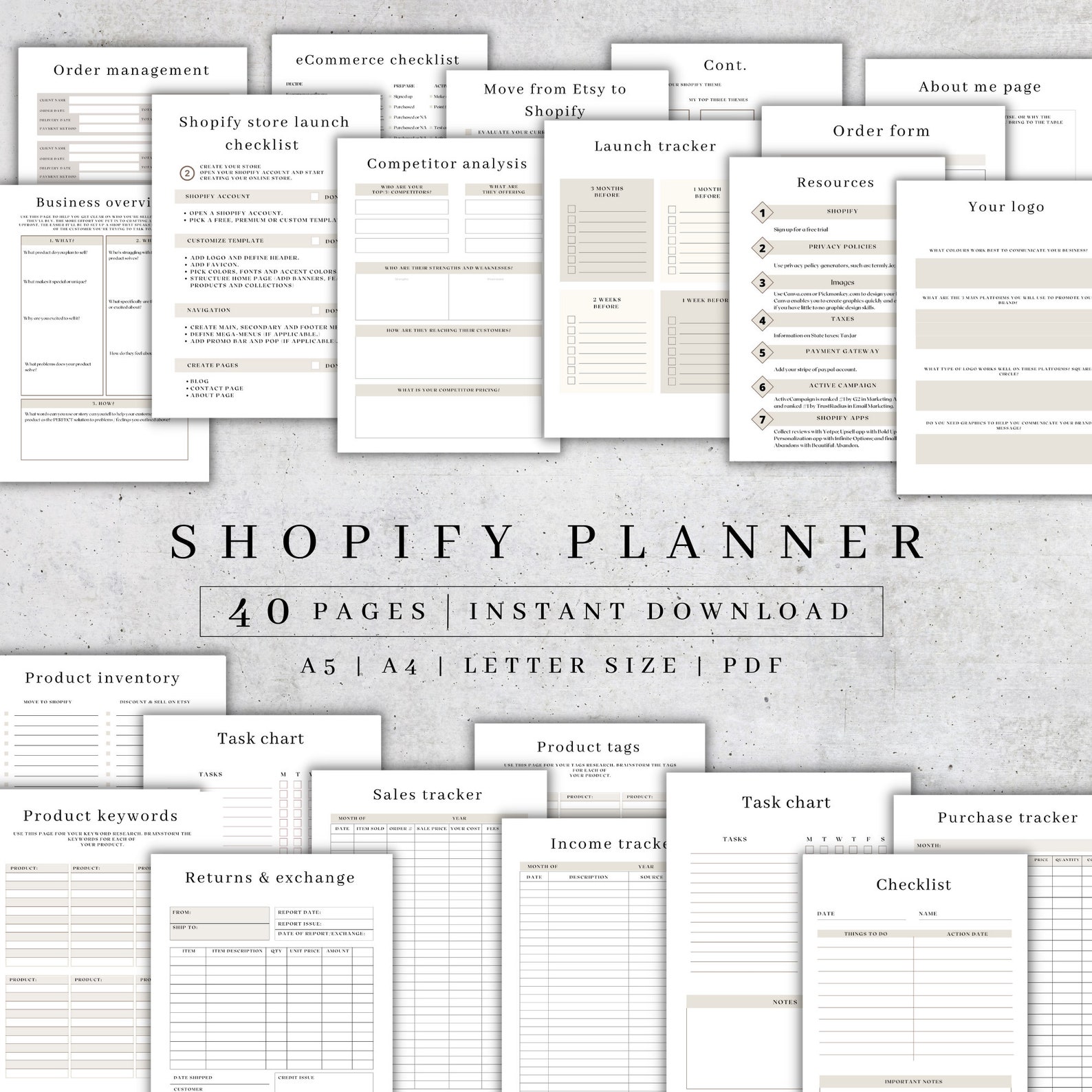 Shopify Store Planner Printable Digital Shopify Planner - Etsy