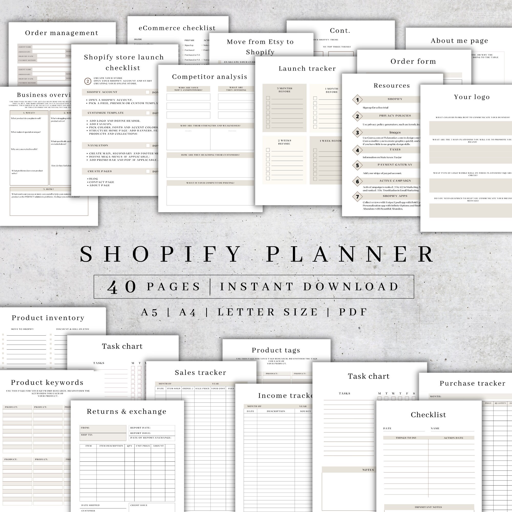 Shopify Store Planner Printable Digital Shopify Planner - Etsy Australia