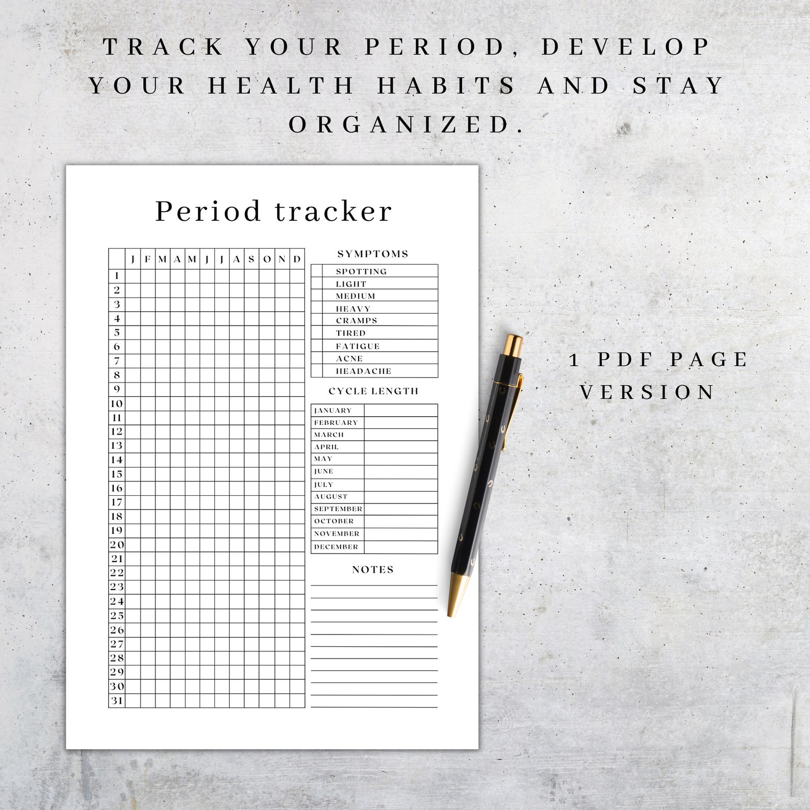 Printable Period Tracker Symptom Tracker Period Journal Ovulation ...