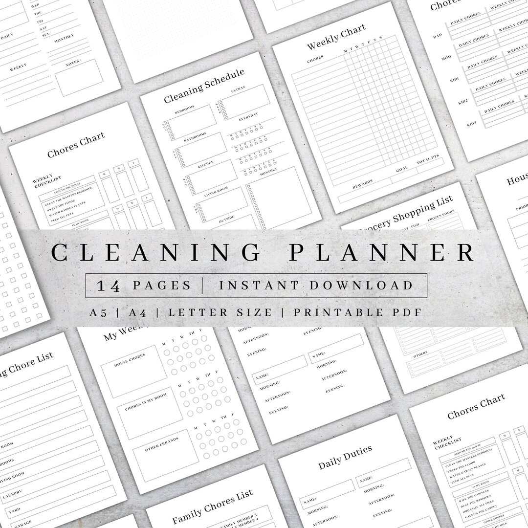 Household Planner Printable | Cleaning Planner Bundle | Monthly ...