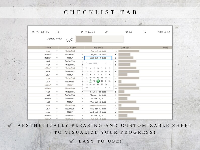 Daily to Do List Template | Checklist Template Google Sheets | Task ...