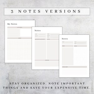 Printable Note Pages | Cornell Notes | Digital Notes Paper | Grid Paper ...