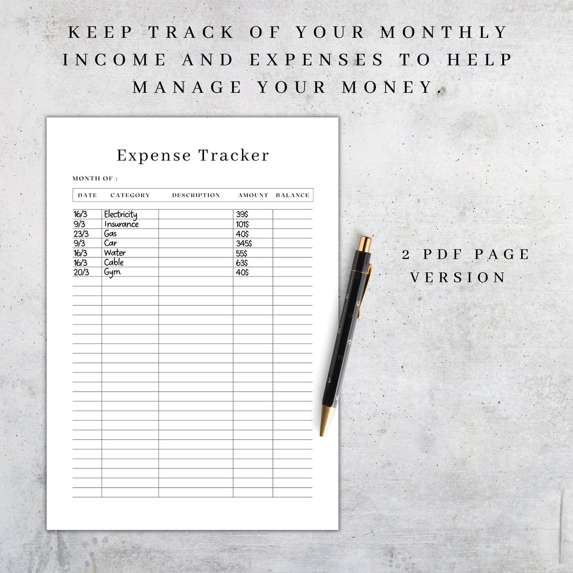 Income & Expense Tracker Printable | Business Financial Planner | Bill ...