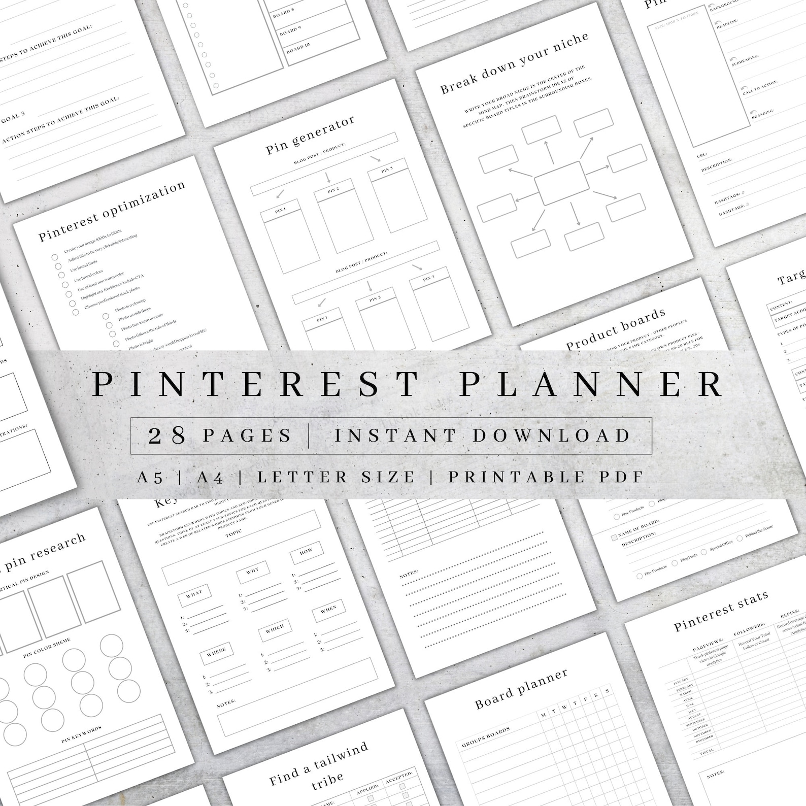 Digital Pinterest Planner Printable Pinterest Marketing - Etsy