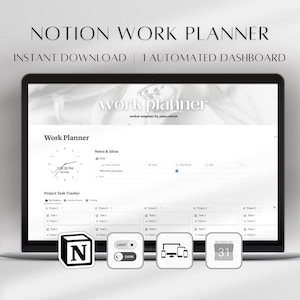Notion Work Planner Template | Digital Project Tracker | Task Tracker ...