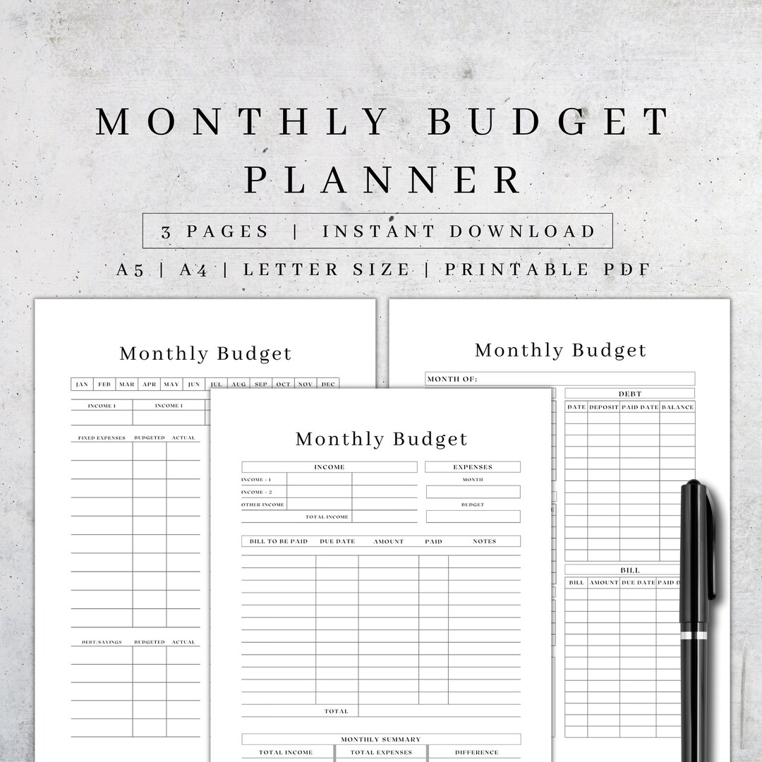 Monthly Budget Planner Printable | Financial Journal | Monthly Budget ...