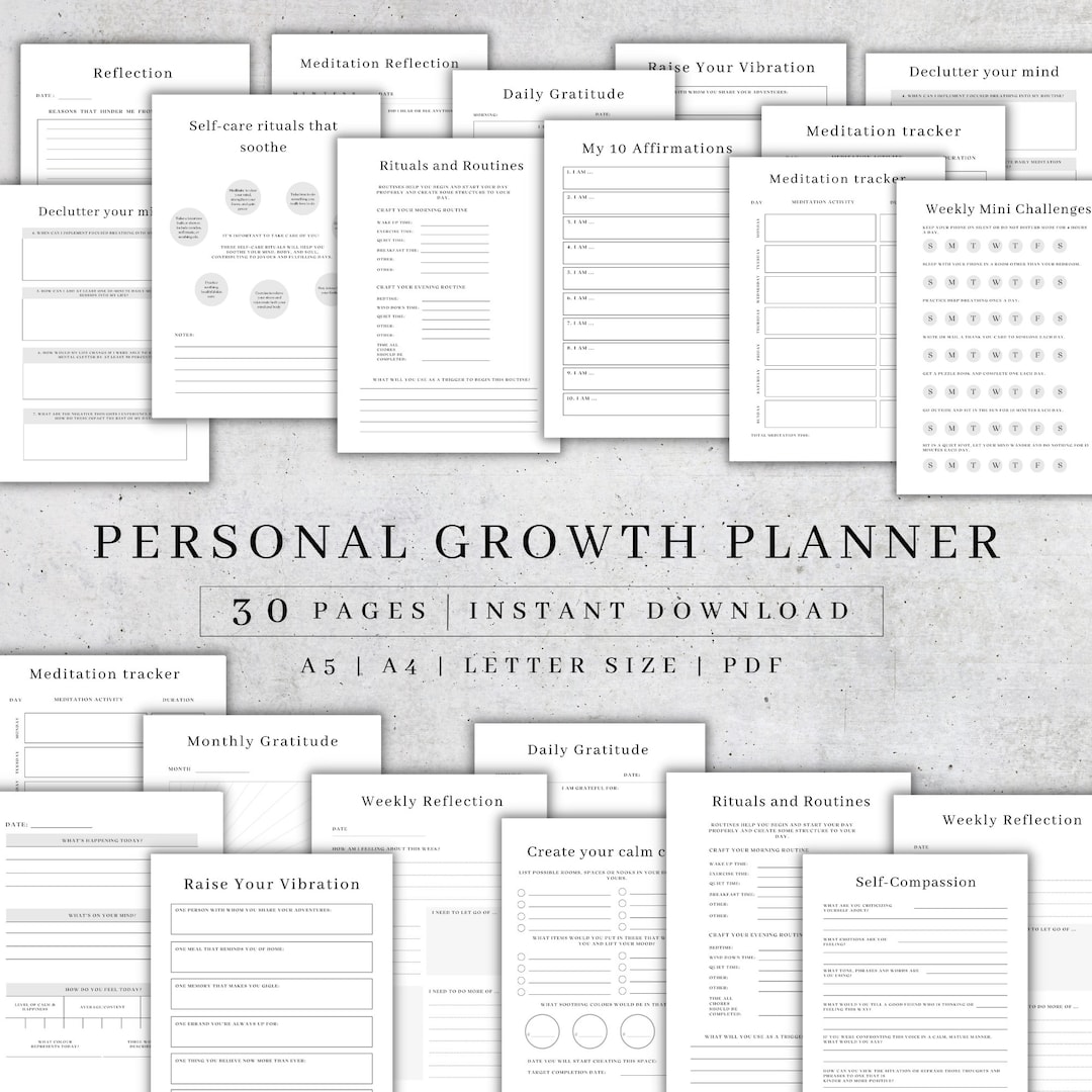 Personal Growth Planner Printable | Digital Self-development Planner ...
