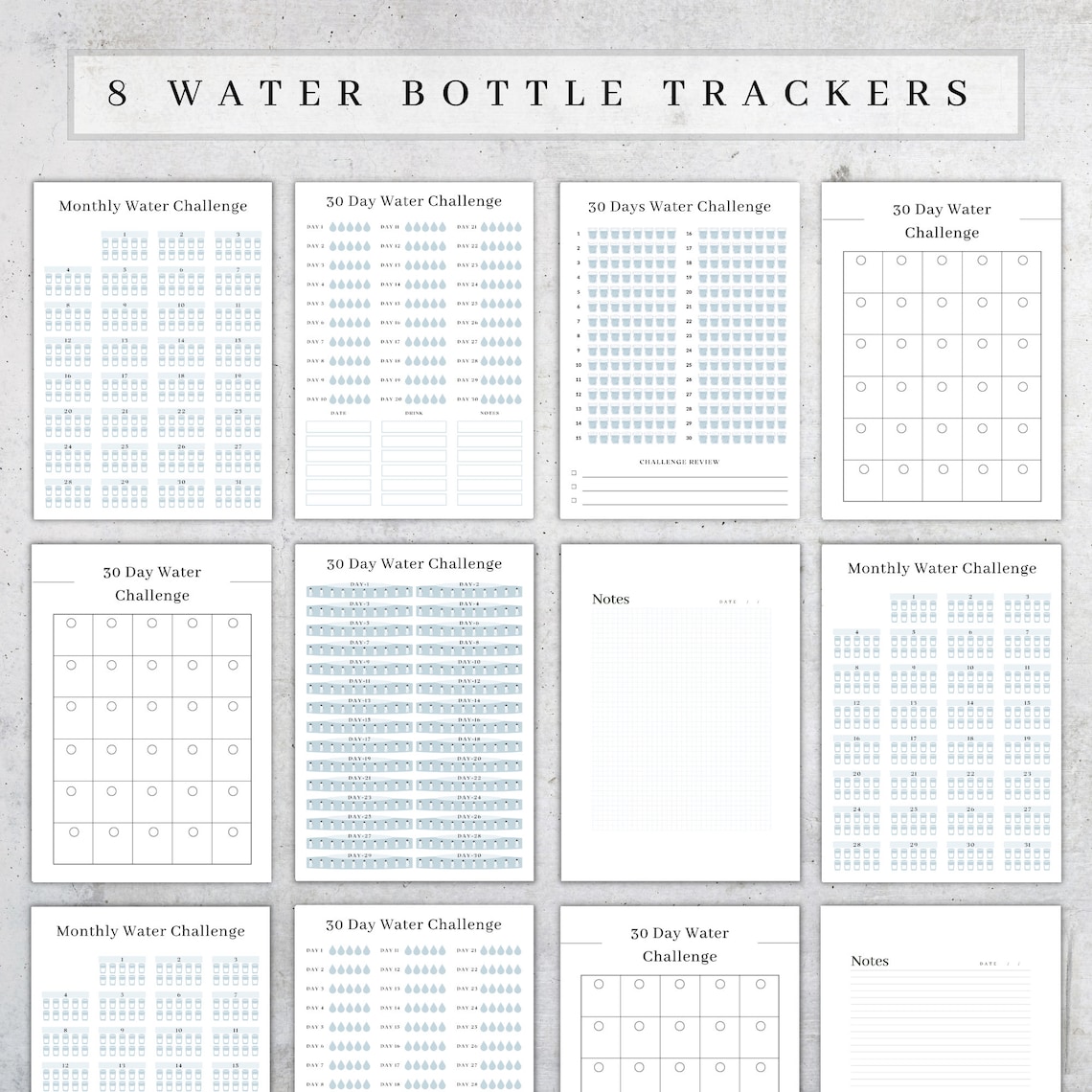 Water Bottle Tracker Daily Water Tracker Printable Planner - Etsy