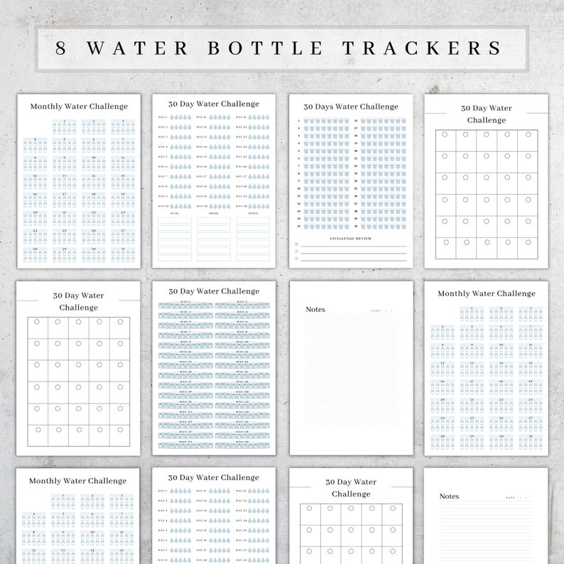 Water Bottle Tracker Daily Water Tracker Printable Planner - Etsy