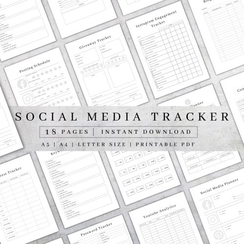 Printable Blogger Social Media Planner Instagram Tracker - Etsy