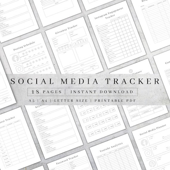 Social Media Tracker Printable Social Media Content Planner - Etsy
