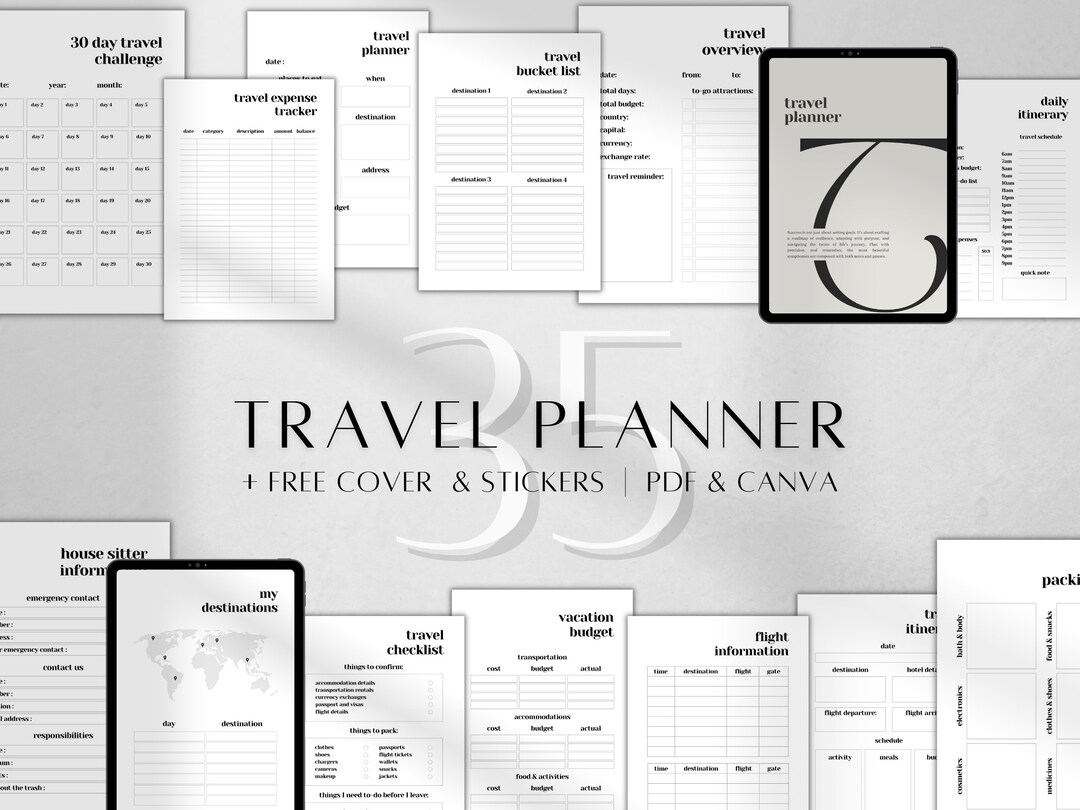 Travel Planner Printable | Printable Travel Itinerary Planner | Trip ...