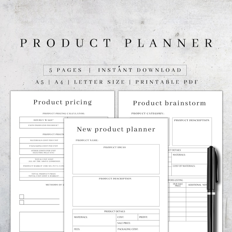 Printable Product Planner Pages Digital Business Planner - Etsy