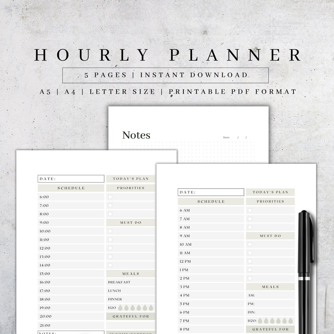 Hourly Daily Planner Printable | Daily Work to Do List | Personal ...