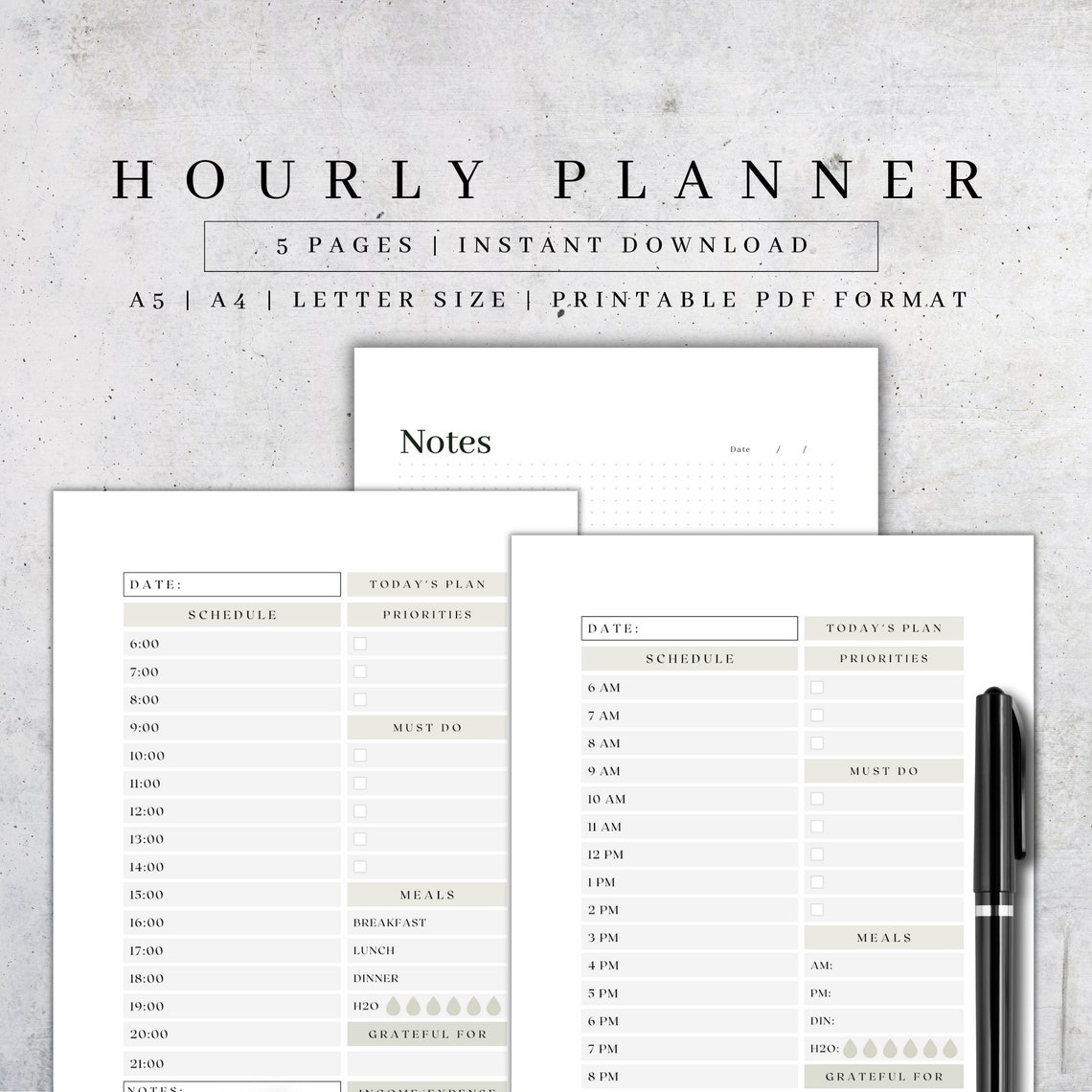 Hourly Daily Planner Printable Daily Work to Do List - Etsy