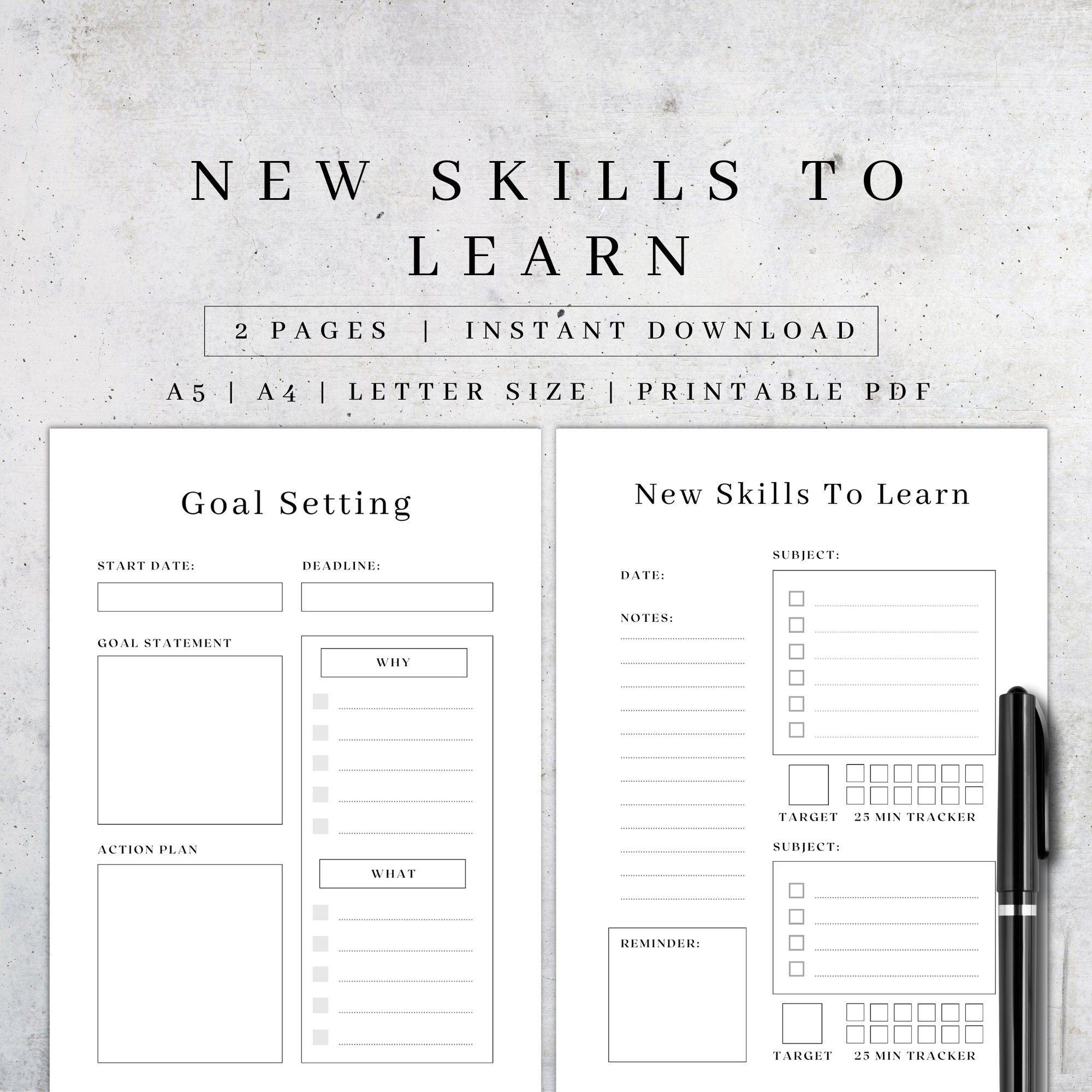 New Skills to Learn Sheet Printable | Goal Planner | New Goal Tracker ...