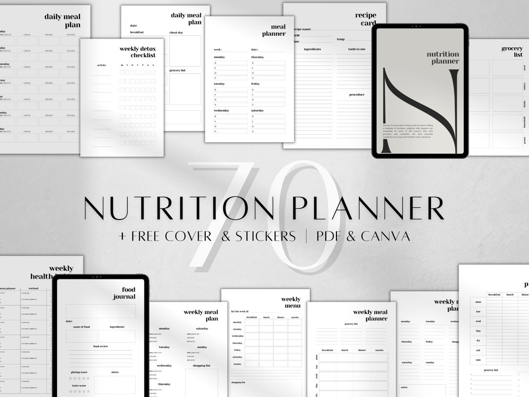 Digital Nutrition & Meal Planner | Canva Food Diary | Printable Meal ...