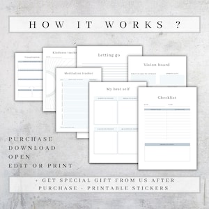 Vision Board Digital | Printable Journaling Pages | Mental Health ...