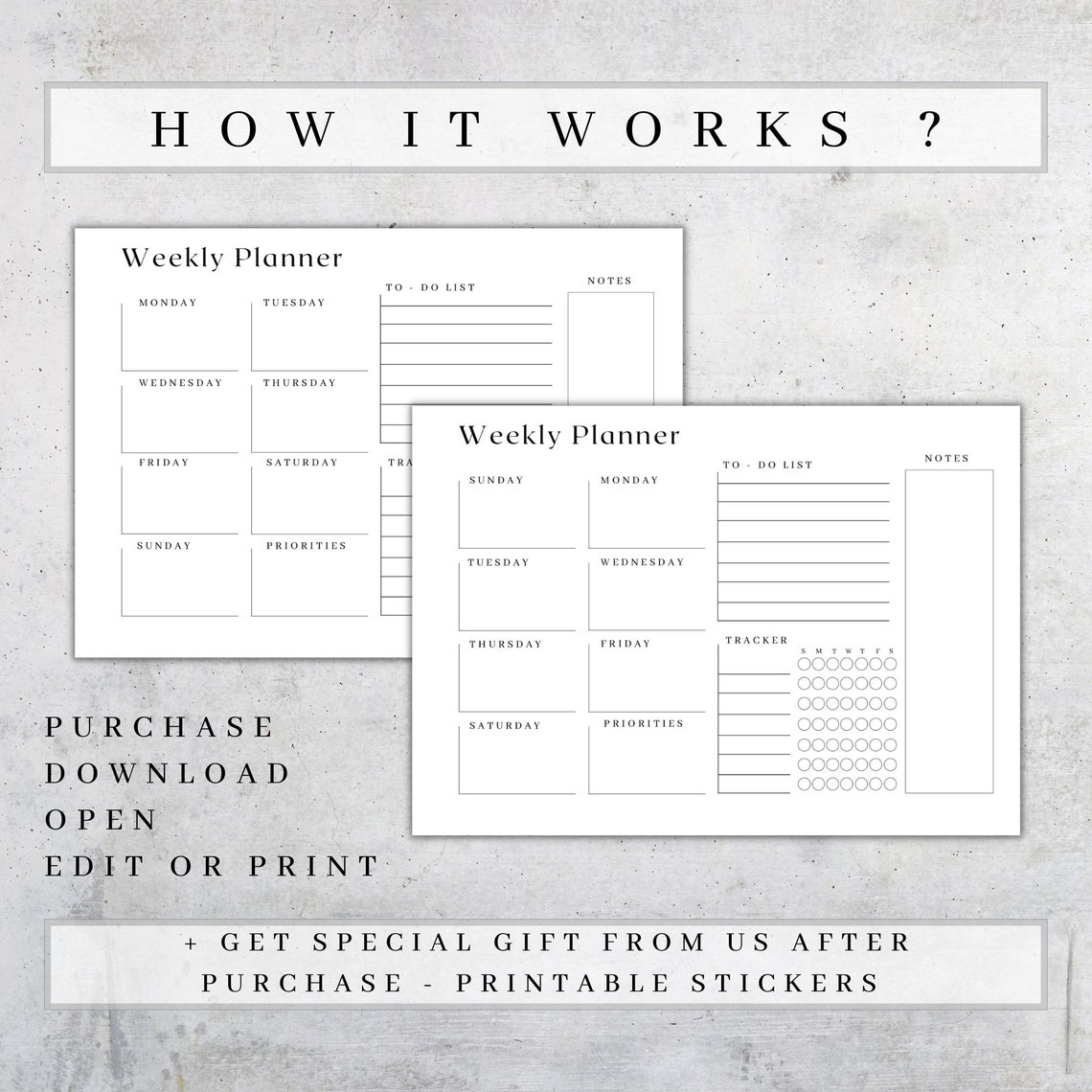 Printable Weekly Planner Landscape Pdf Minimalist Weekly - Etsy
