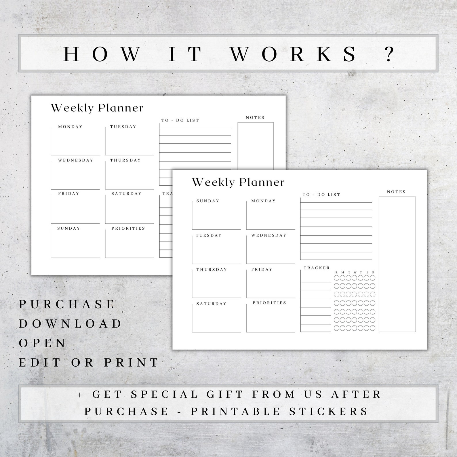Printable Weekly Planner Landscape Pdf Minimalist Weekly - Etsy