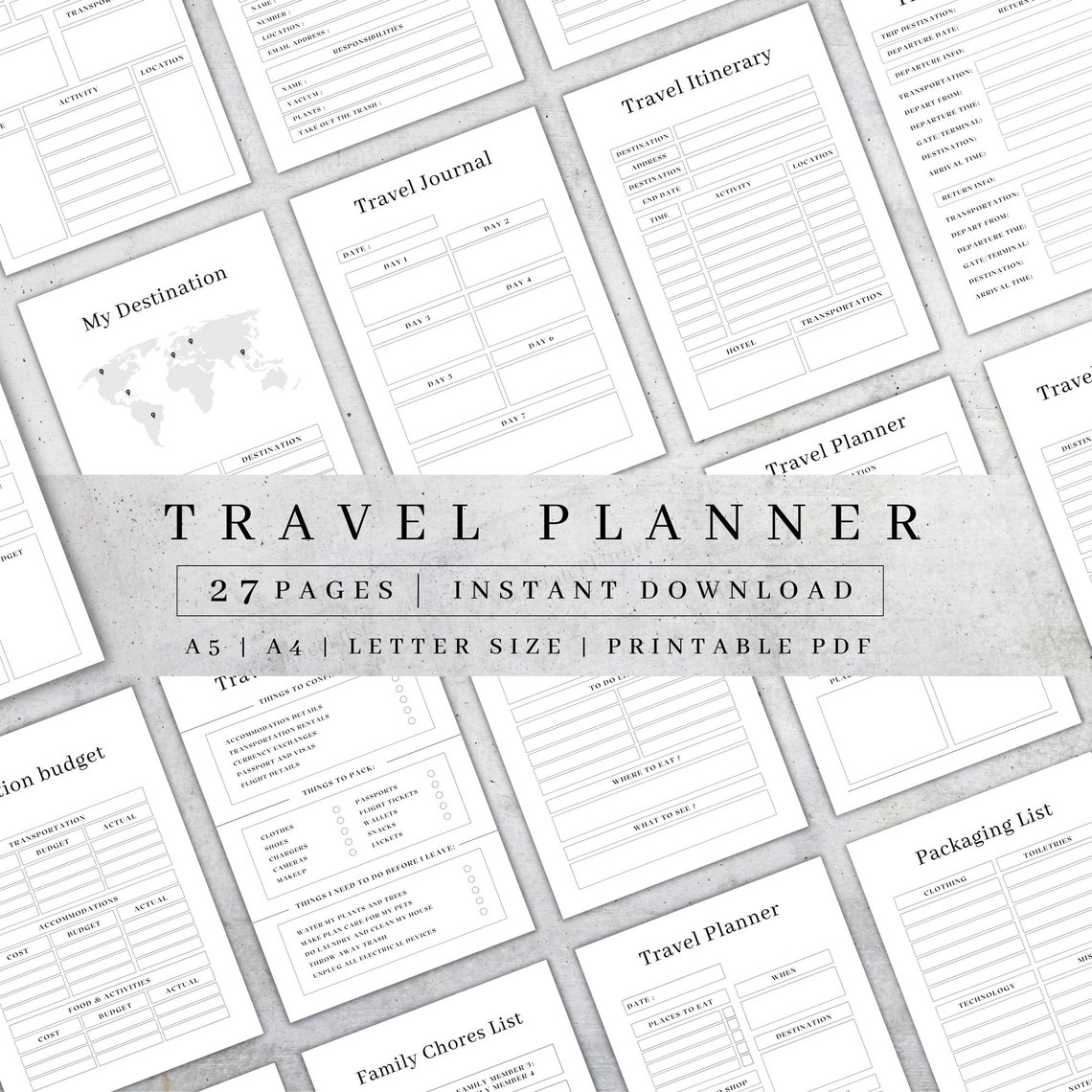 Travel Planner Printable Travel Journal Vacation Planner - Etsy