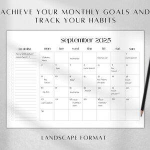 Landscape 2025 Task Tracker | Printable Monthly Calendar | To-do List ...