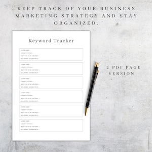 Keywords & Hashtags Tracker Printable | Small Business Planner Tools ...