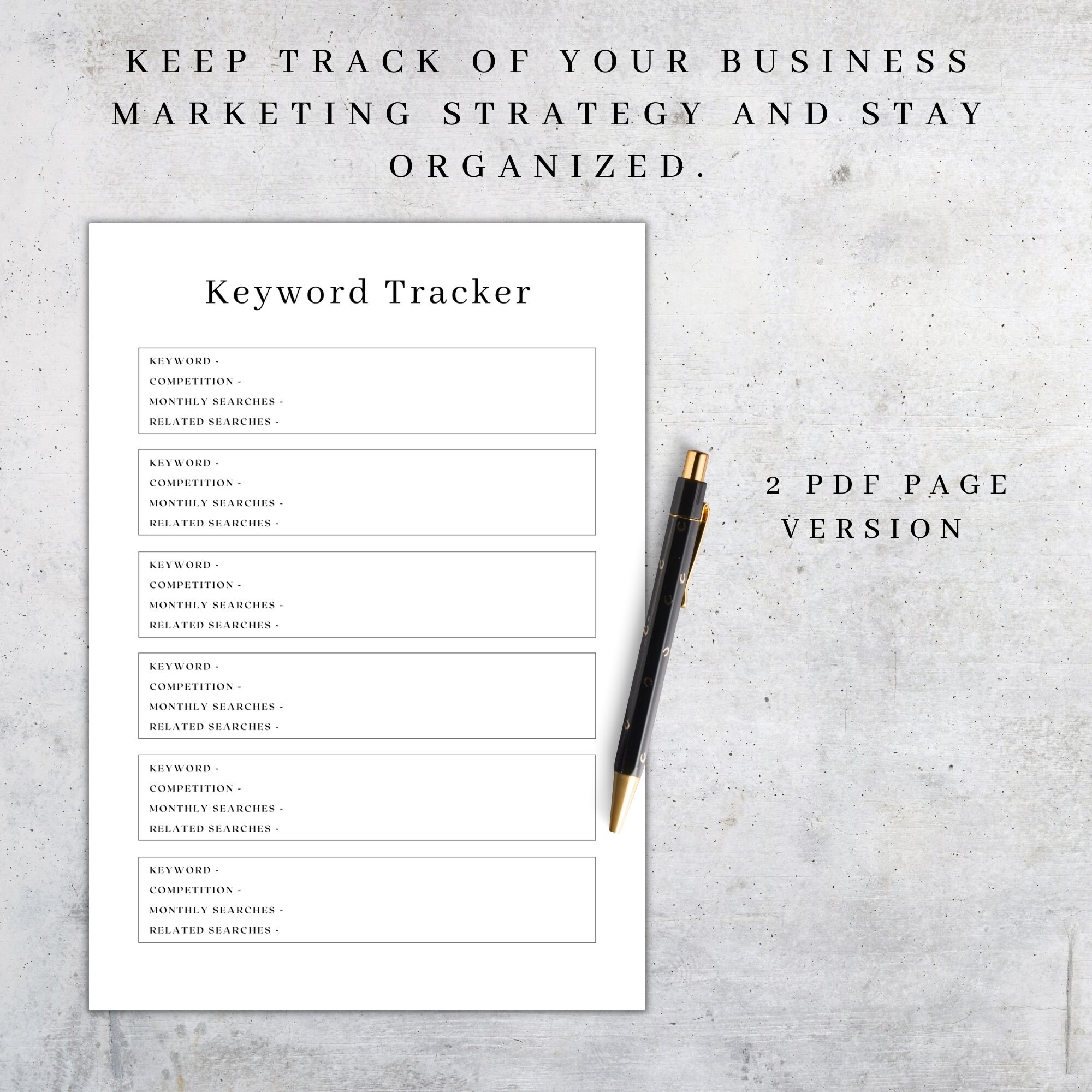 Keywords & Hashtags Tracker Printable | Small Business Planner Tools ...